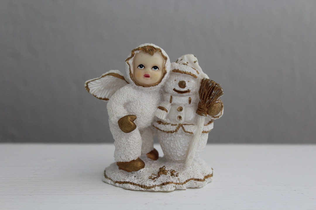 Vintage K's Collection Snow Baby and Snowman Figurine, 2 1/4 Snow Angel ...