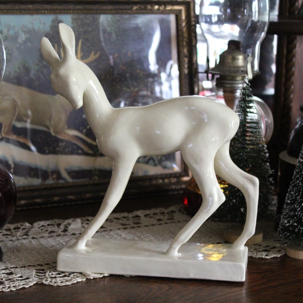 White Ceramic Deer - Etsy