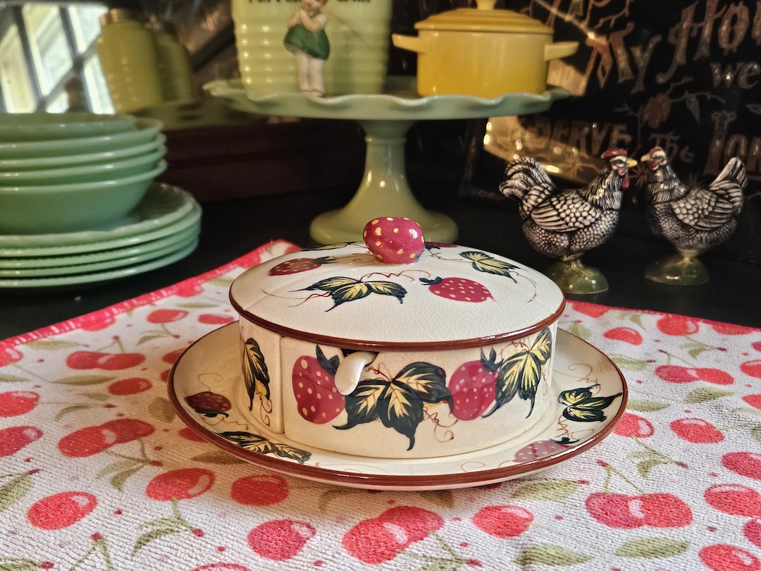 Vintage Fred Roberts Co. Strawberry Jam Set With Spoons and Underplate ...