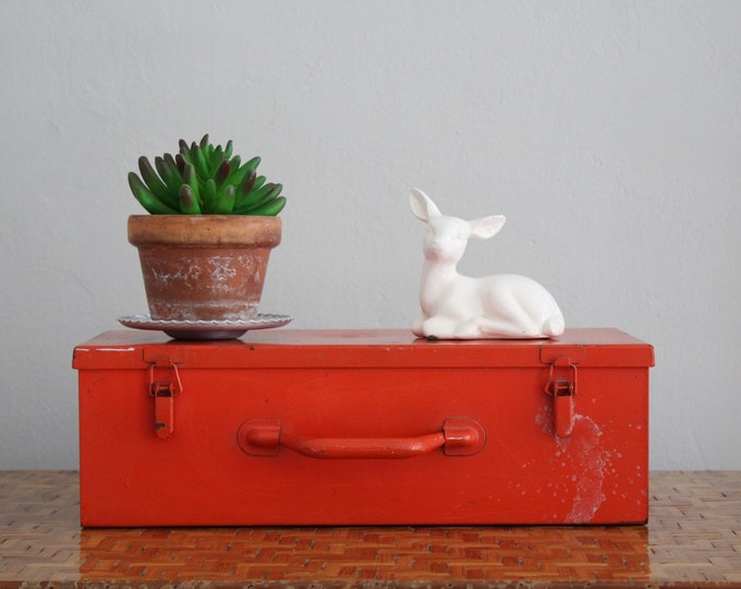 Retro Orange Metal Toolbox, All Steel Orange Toolbox, Steel Tool Box ...