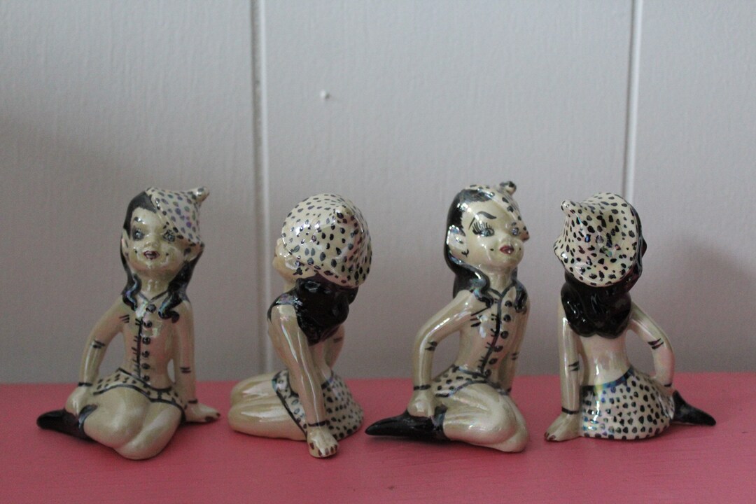 Vintage Lusterware Fairy Figurine in Leopard Spots, 1950s Miniature ...