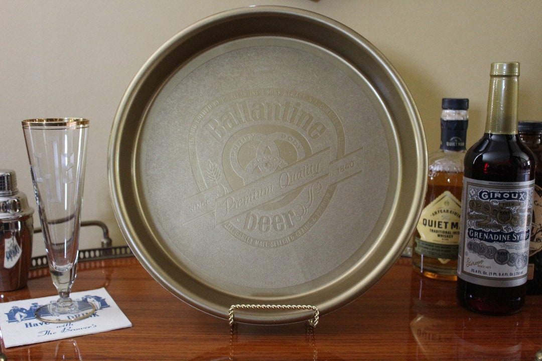 1970s Vintage Ballantine Beer Tray, New Old Stock Beer Tray, Gold ...