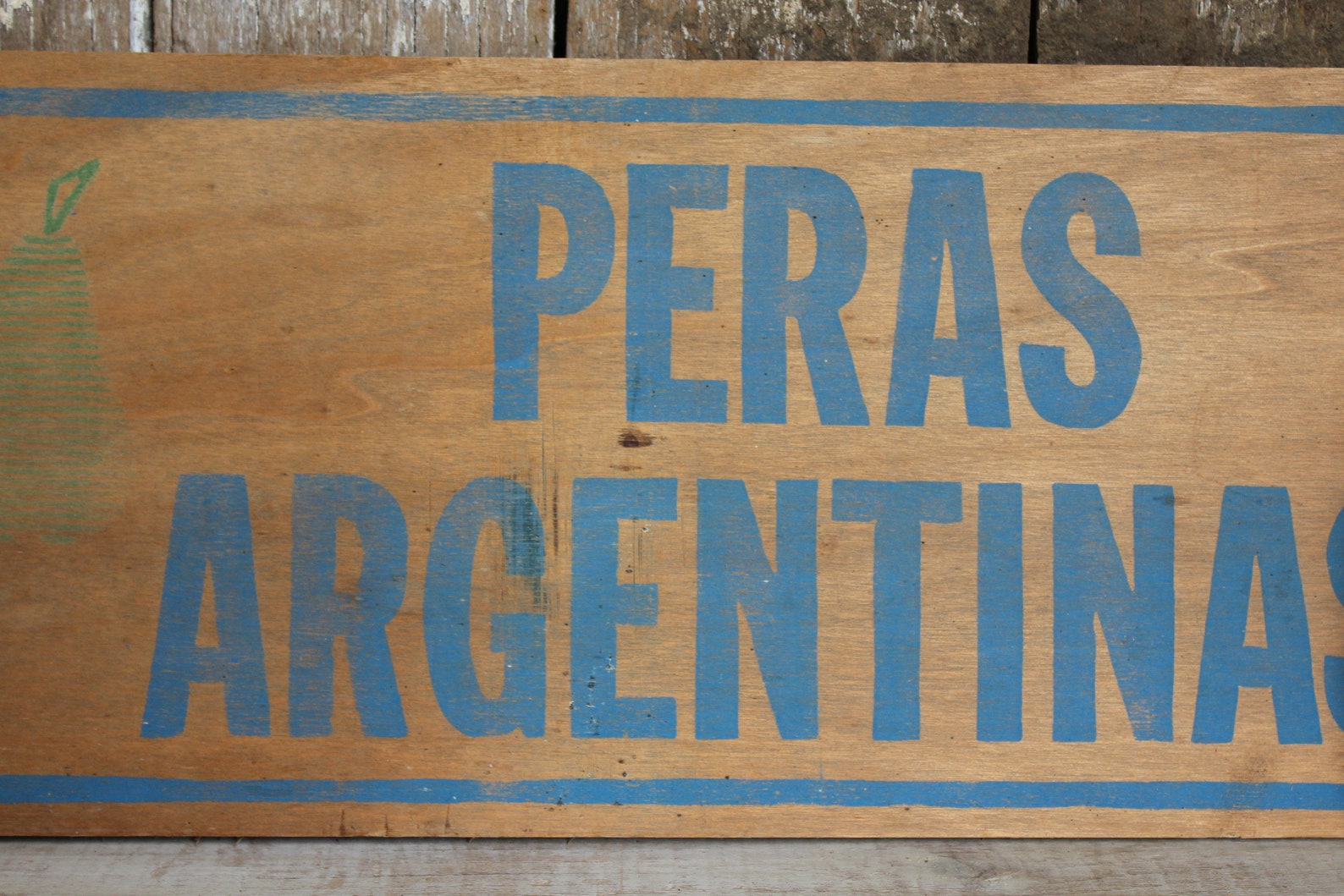 Vintage Authentic Farm Crate Sign, Argentina Pears Sign, Long Wooden ...