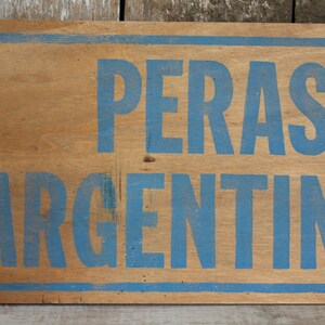 Vintage Farm Crate Sign, Argentina Pears Sign, Long Wooden Fruit Crate ...