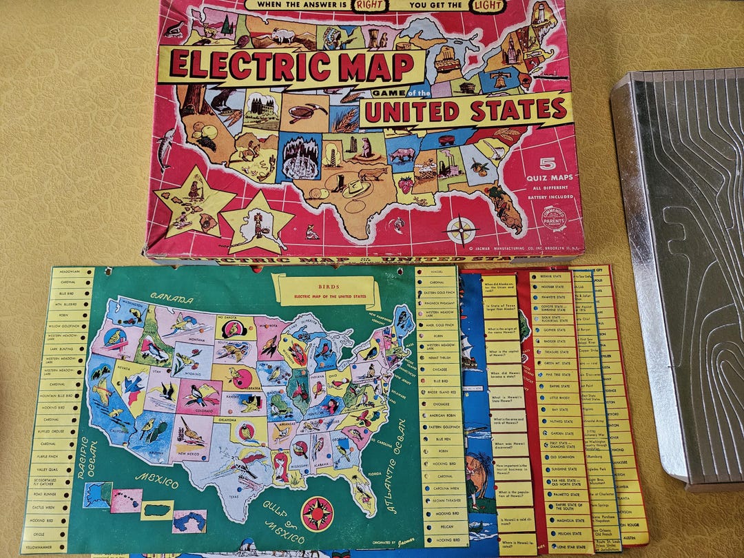 Vintage Jacmar Electric Map of the United States With 5 Colorful Maps ...