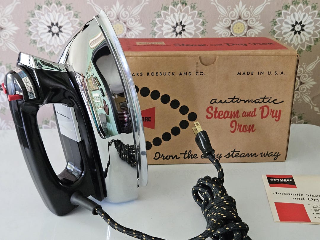 Vintage New Sears Iron, Sears Kenmore Black and Chrome Steam and Dry ...