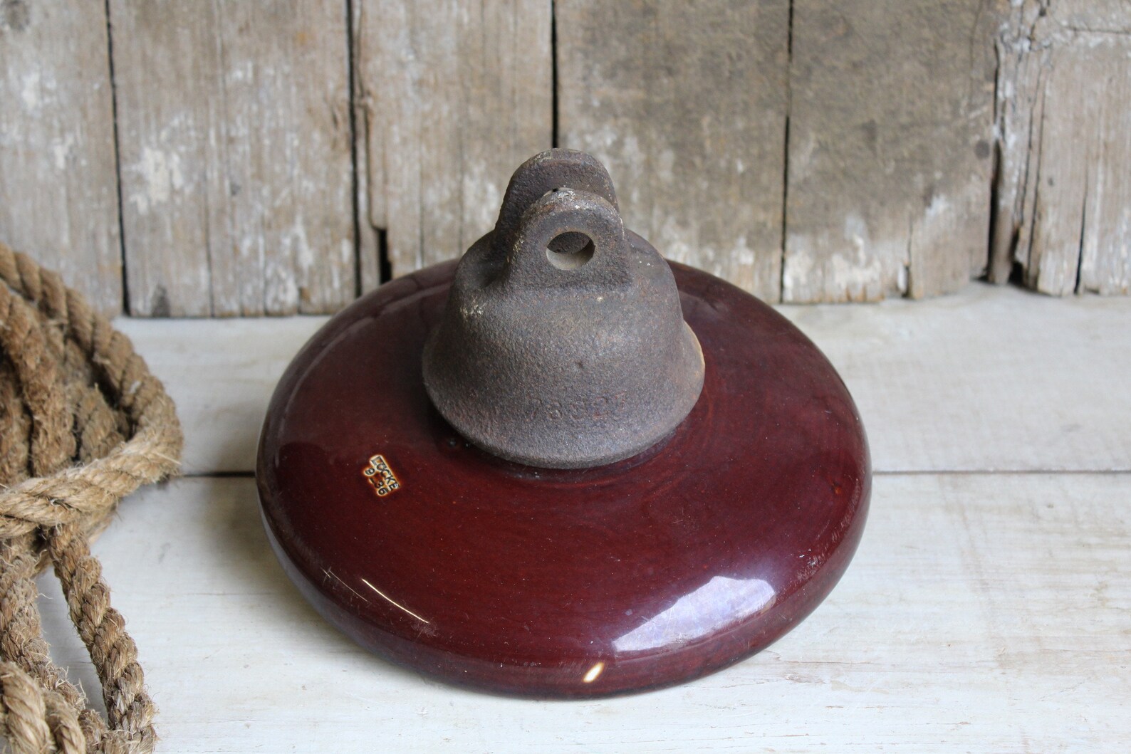 Vintage Extra Large Brown Ceramic Insulator With Cast Iron - Etsy