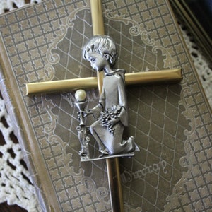 Midcentury First Holy Communion Metal Cross for Wall, Vintage Brass Boy ...