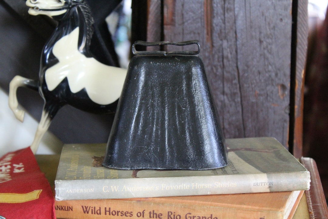 Vintage Large Cowbell, Large Black Cow Bell, Metal Cowbell, Cowboy Bell ...