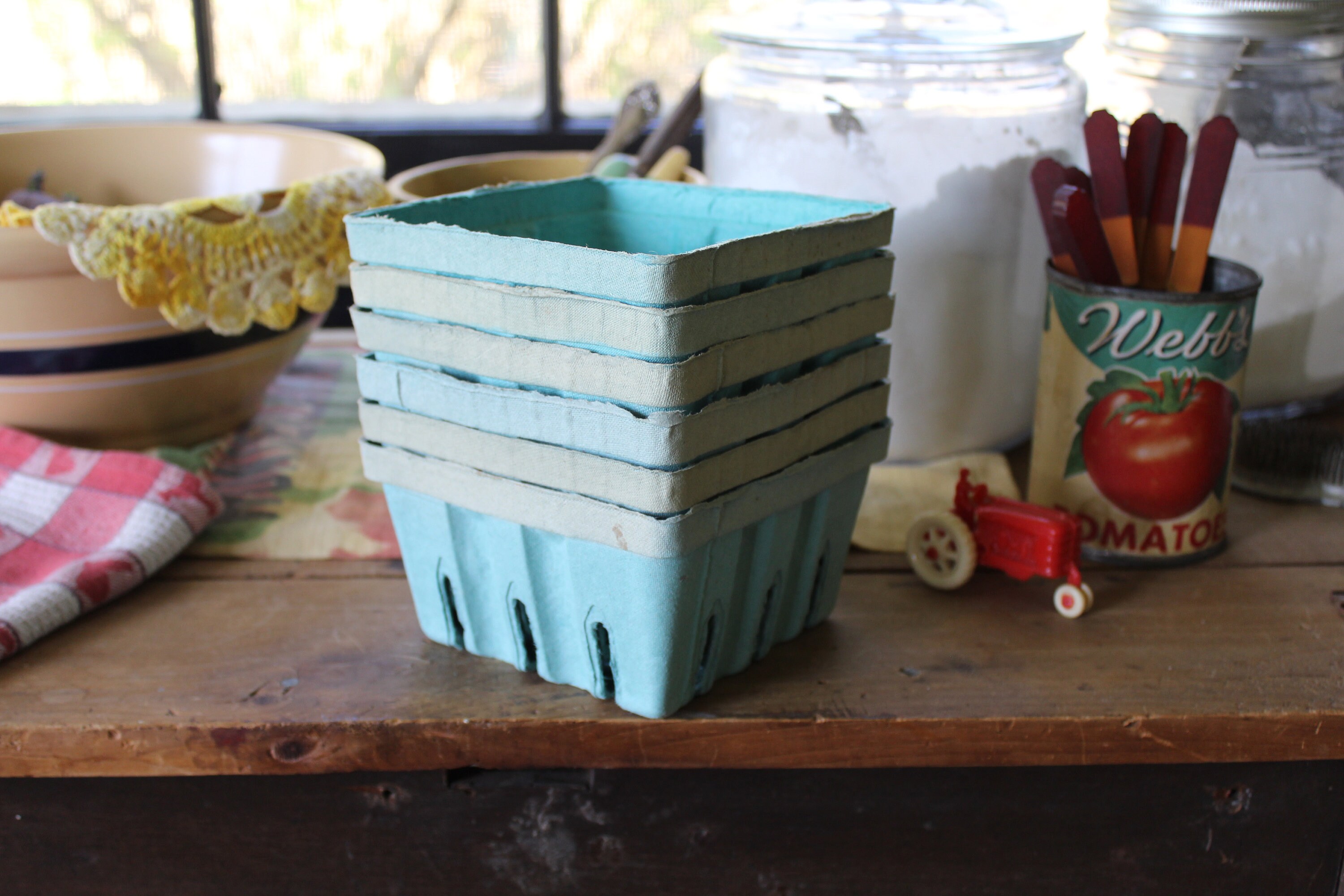 Set of 9 Blue Berry Baskets New Quart Baskets Fiber Berry - Etsy Nederland