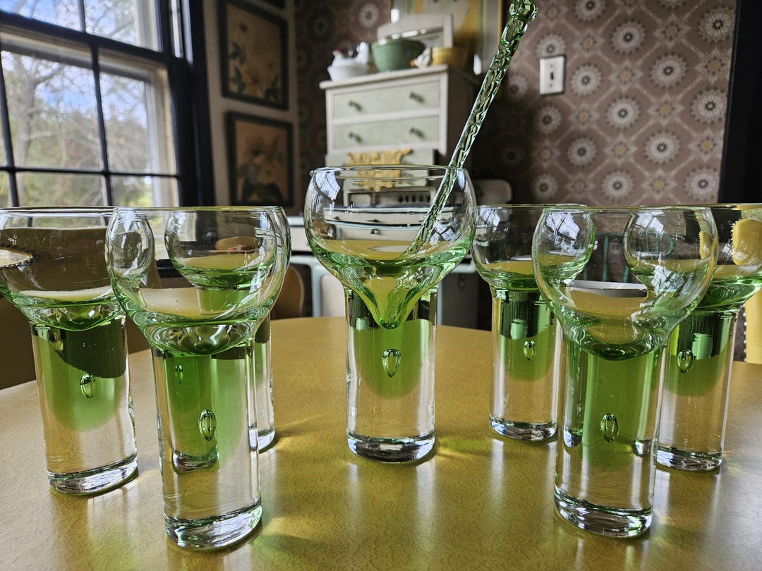 Midcentury Green Glass Cocktail Set, Sergio Asti for Arnolfo De Cambio ...