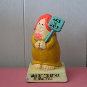 Rare Vintage Russ Wallace Style Protester Figurine, Hate is Ugly, 1960s ...