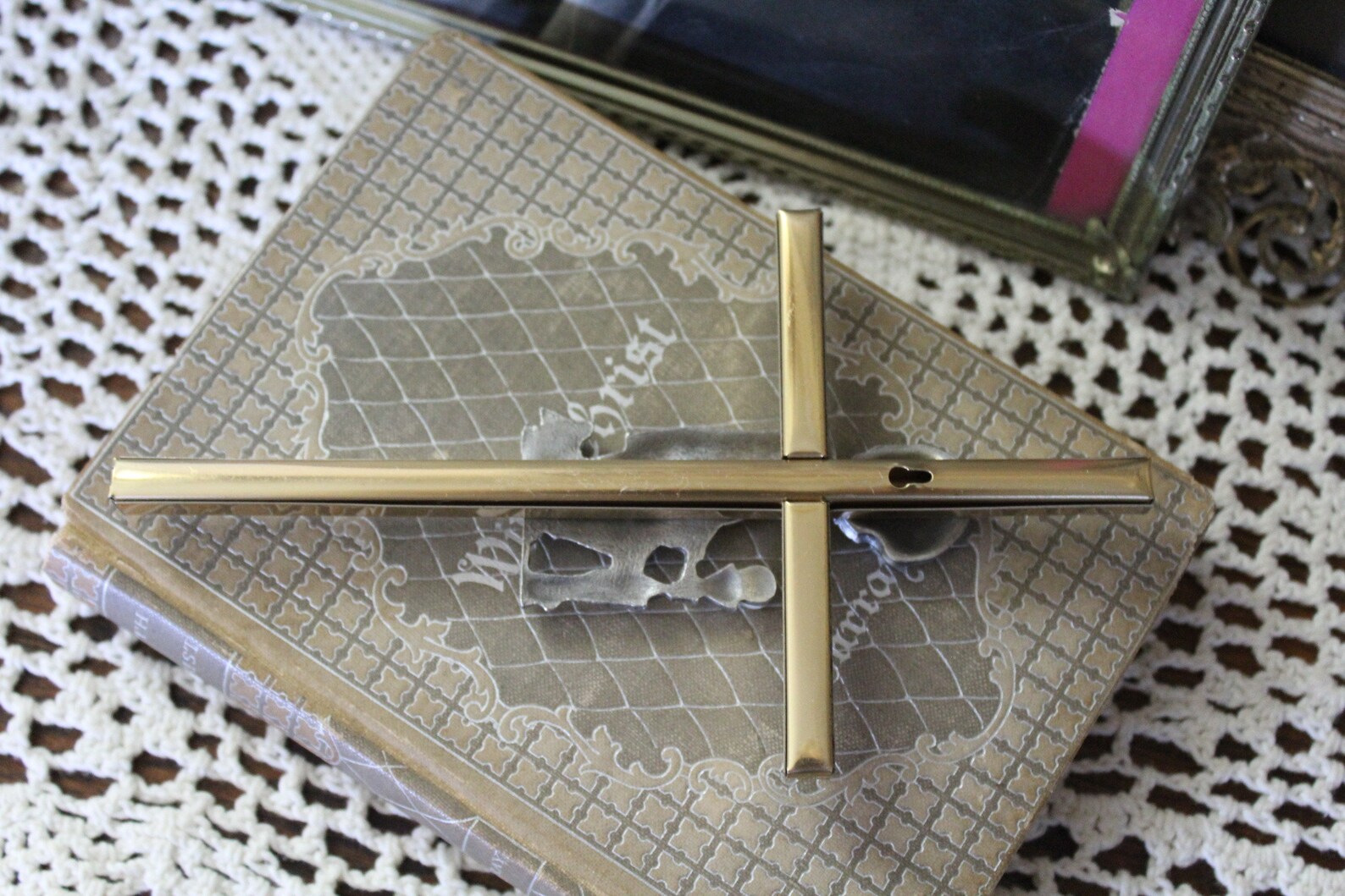 Midcentury First Holy Communion Metal Cross for Wall, Vintage Brass Boy ...