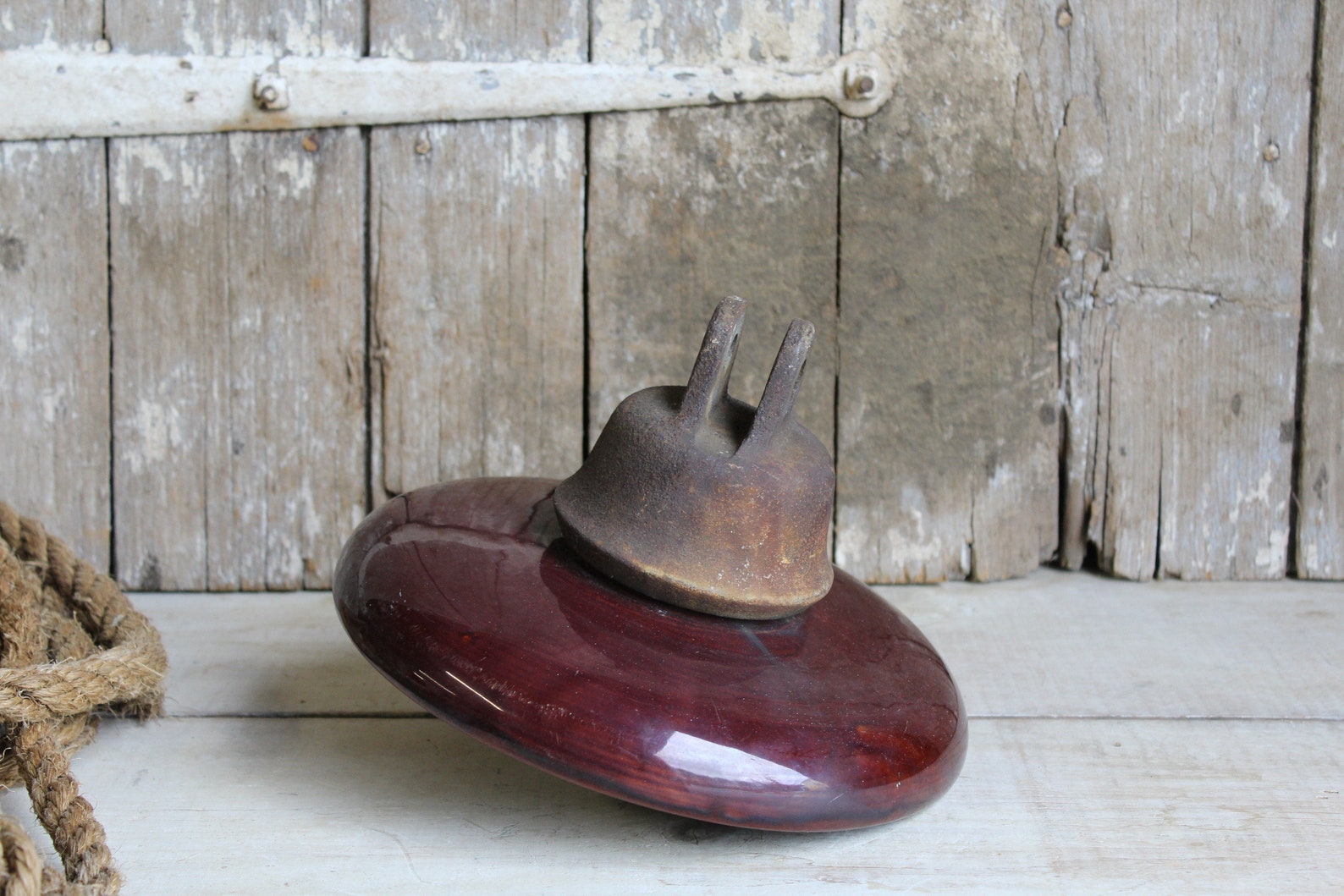 Vintage Extra Large Brown Ceramic Insulator With Cast Iron - Etsy