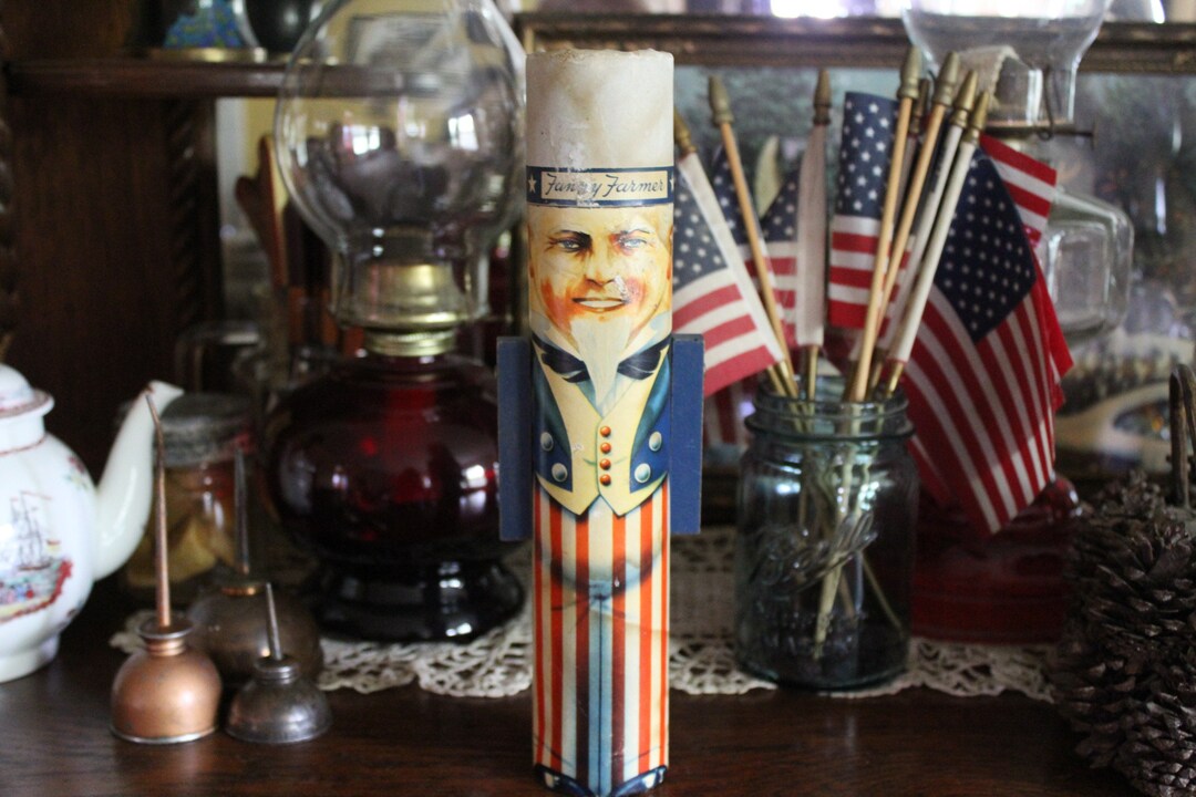 Vintage Fanny Farmer Uncle Sam Candy Container With Wooden Arms, Uncle ...