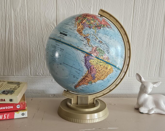 Vintage Replogle World Scholar Globe, Small Blue Globe, 1970s Student ...