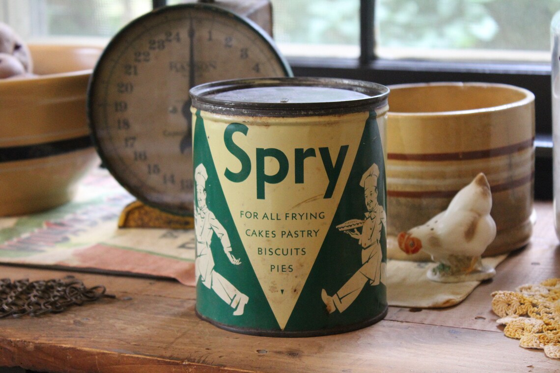 Vintage Spry Shortening Can Older Spry Tin 3 Lb. Cream and | Etsy