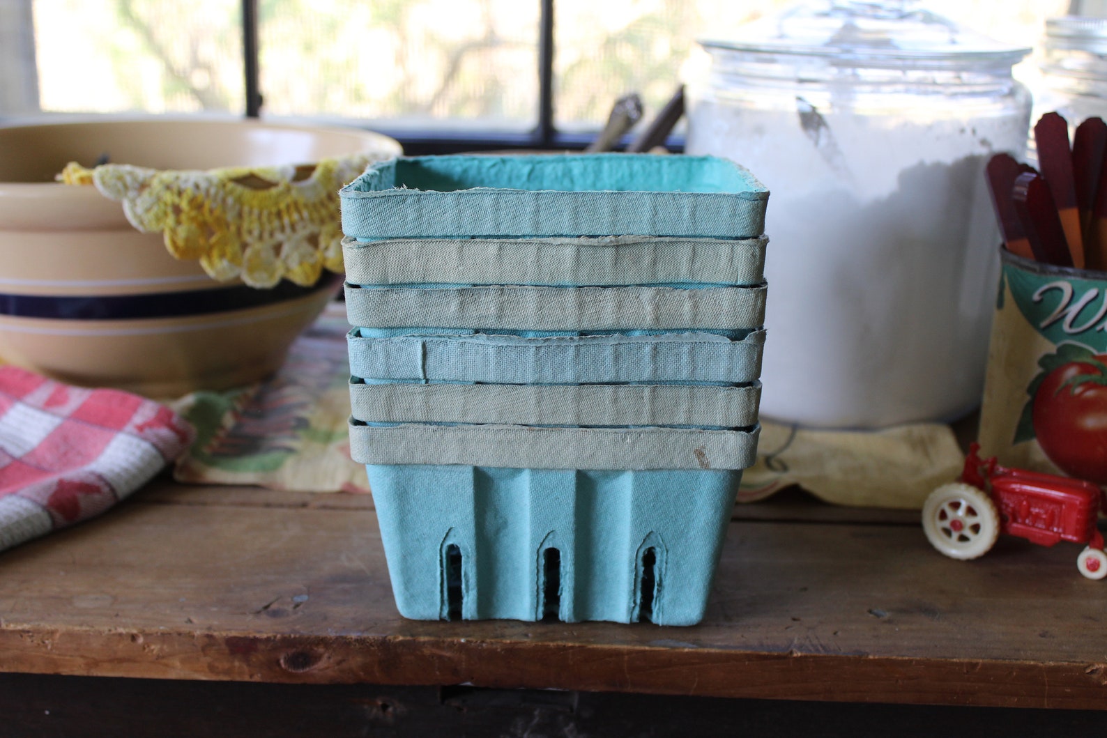 Set of 9 Blue Berry Baskets New Quart Baskets Fiber Berry | Etsy