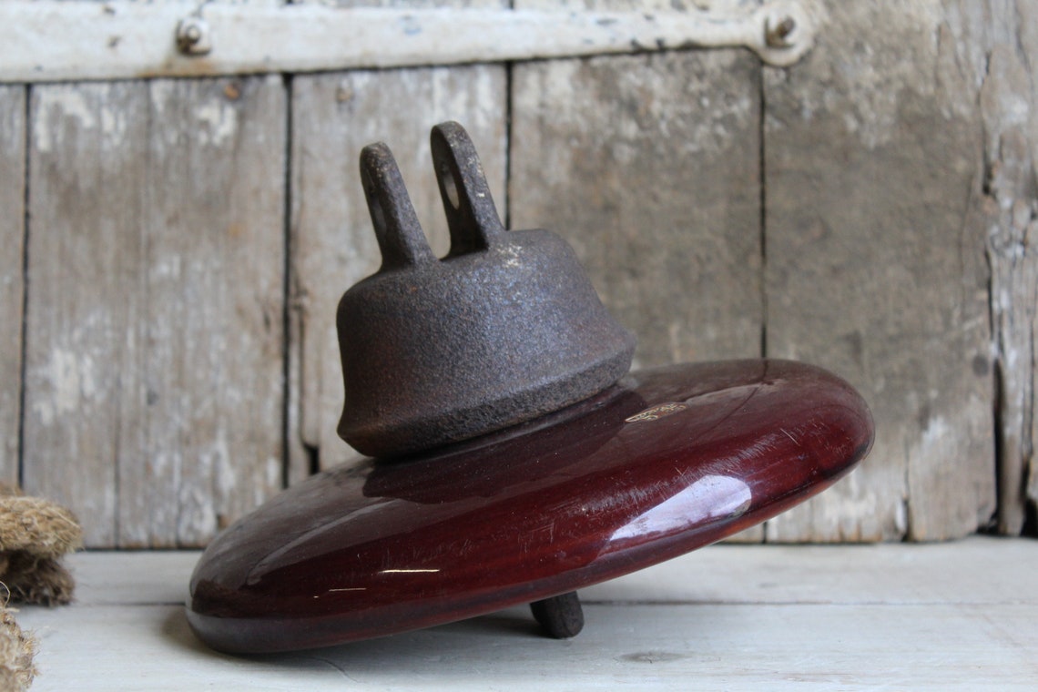Vintage Extra Large Brown Ceramic Insulator With Cast Iron - Etsy
