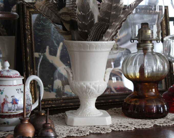 Antique White Ironstone Urn Vase, Vintage White Ironstone Vase W ...