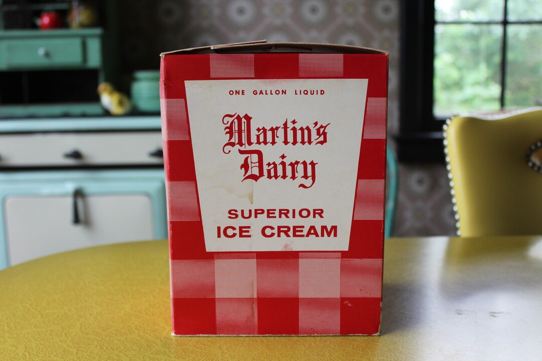Empty 1960s Ice Cream Carton, Red & White Check Martin's Dairy Vanilla ...