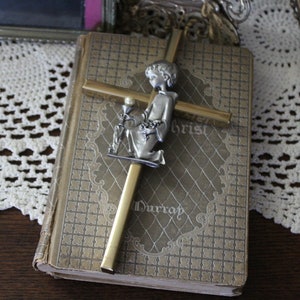 Midcentury First Holy Communion Metal Cross for Wall, Vintage Brass Boy ...