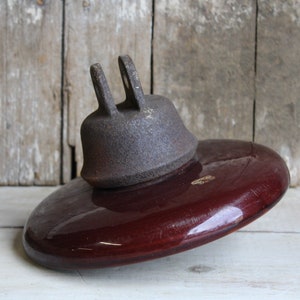 Vintage Extra Large Brown Ceramic Insulator With Cast Iron - Etsy