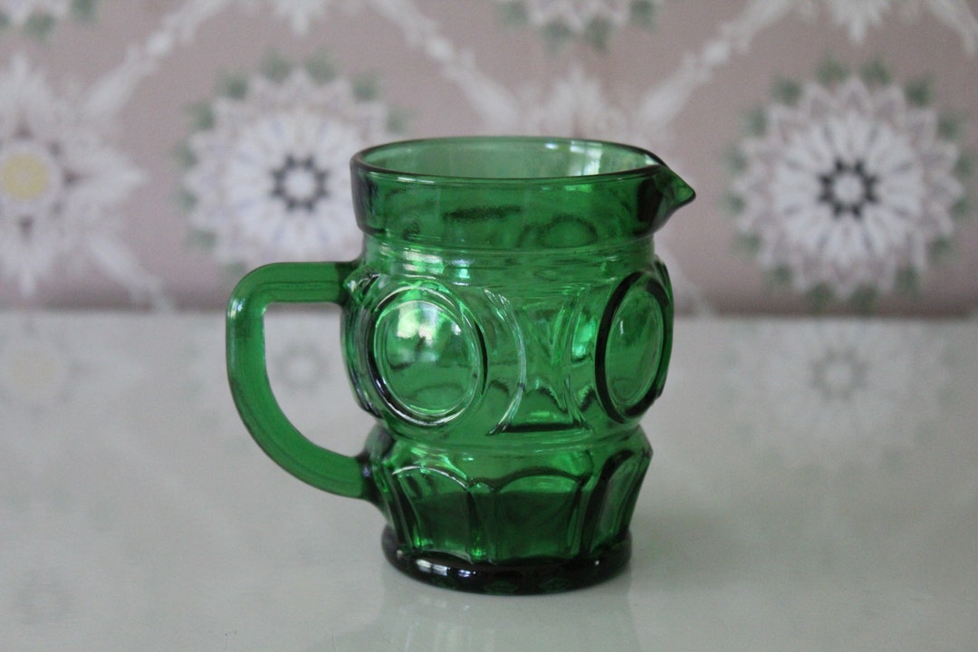 Vintage Wheaton Glass Green Bullseye Creamer, Small Green Wheaton Milk ...