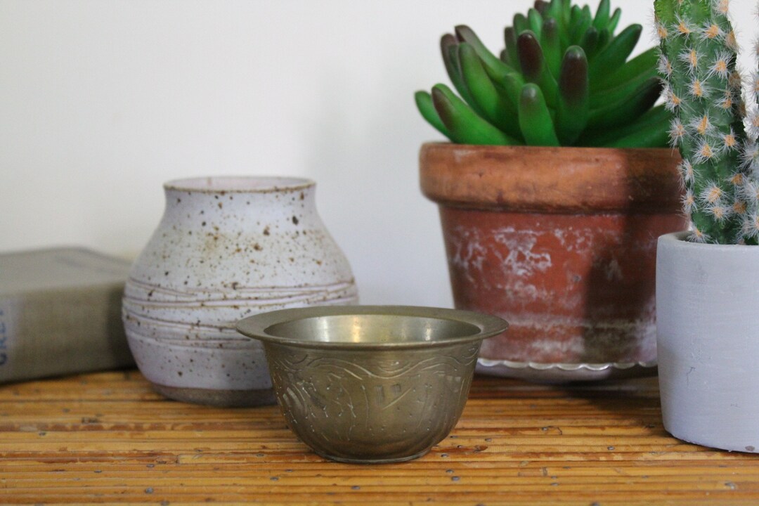 Vintage Small Brass Planter, Brass Pot, Boho Brass Succulent Pot ...
