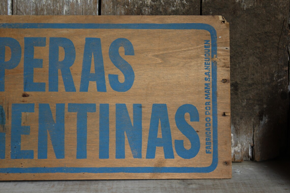 Vintage Authentic Farm Crate Sign, Argentina Pears Sign, Long Wooden ...