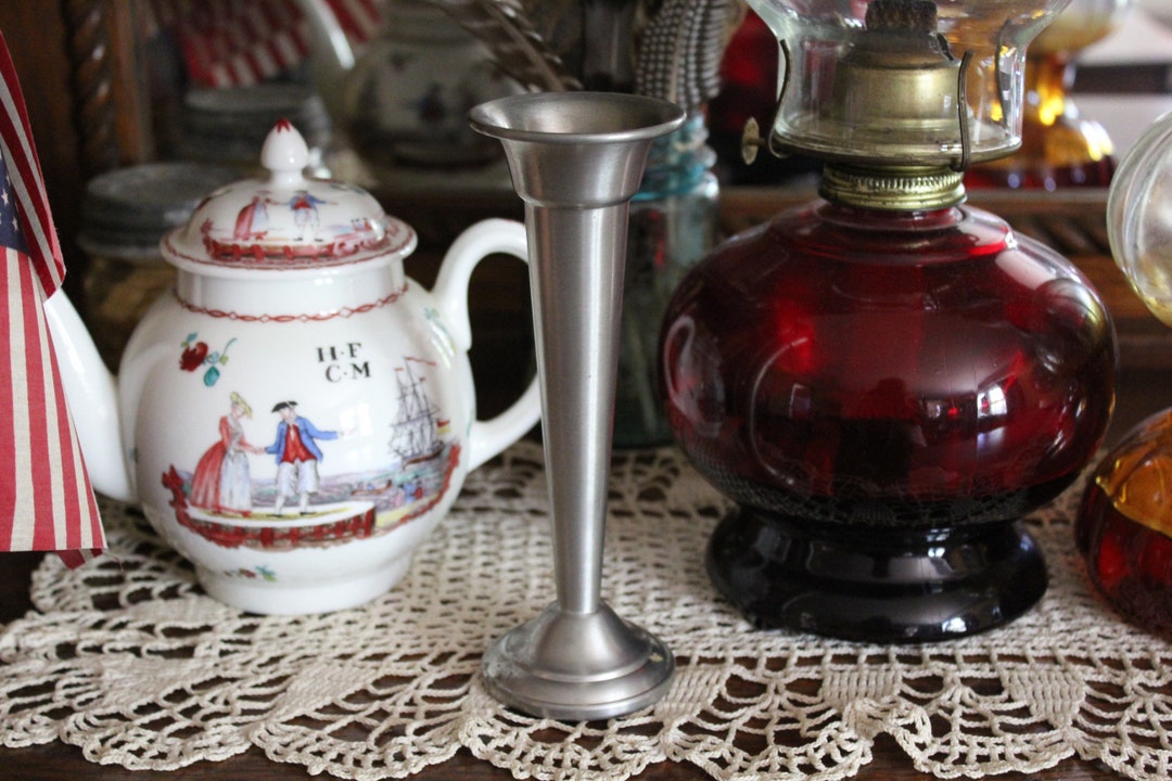 Vintage Web Pewter Vase, Small Web Pewter Trumpet Vase, Pewter Bud Vase ...