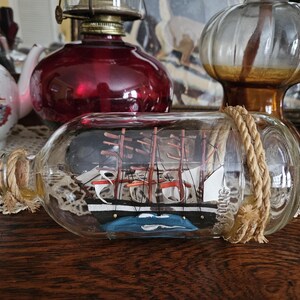 Vintage Ship in a Bottle, Model Ship in Bottle With Cork Stopper and ...