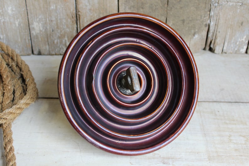 Vintage Extra Large Brown Ceramic Insulator With Cast Iron - Etsy