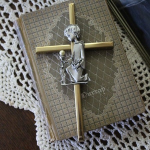 Midcentury First Holy Communion Metal Cross for Wall, Vintage Brass Boy ...
