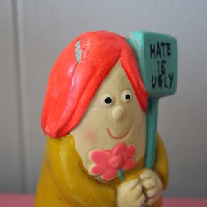 Rare Vintage Russ Wallace Style Protester Figurine, Hate is Ugly, 1960s ...
