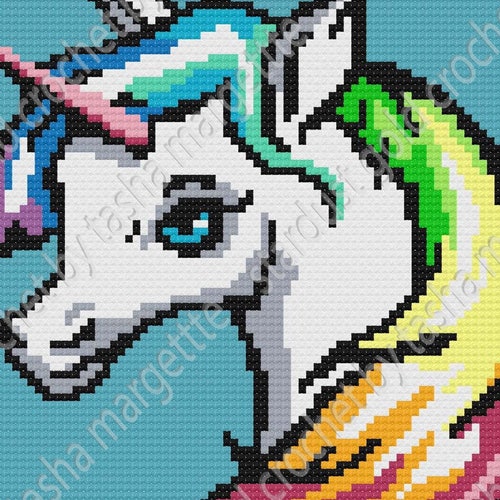 Unicorn C2C Graphgan Crochet Pattern Unicorn Graphghan - Etsy