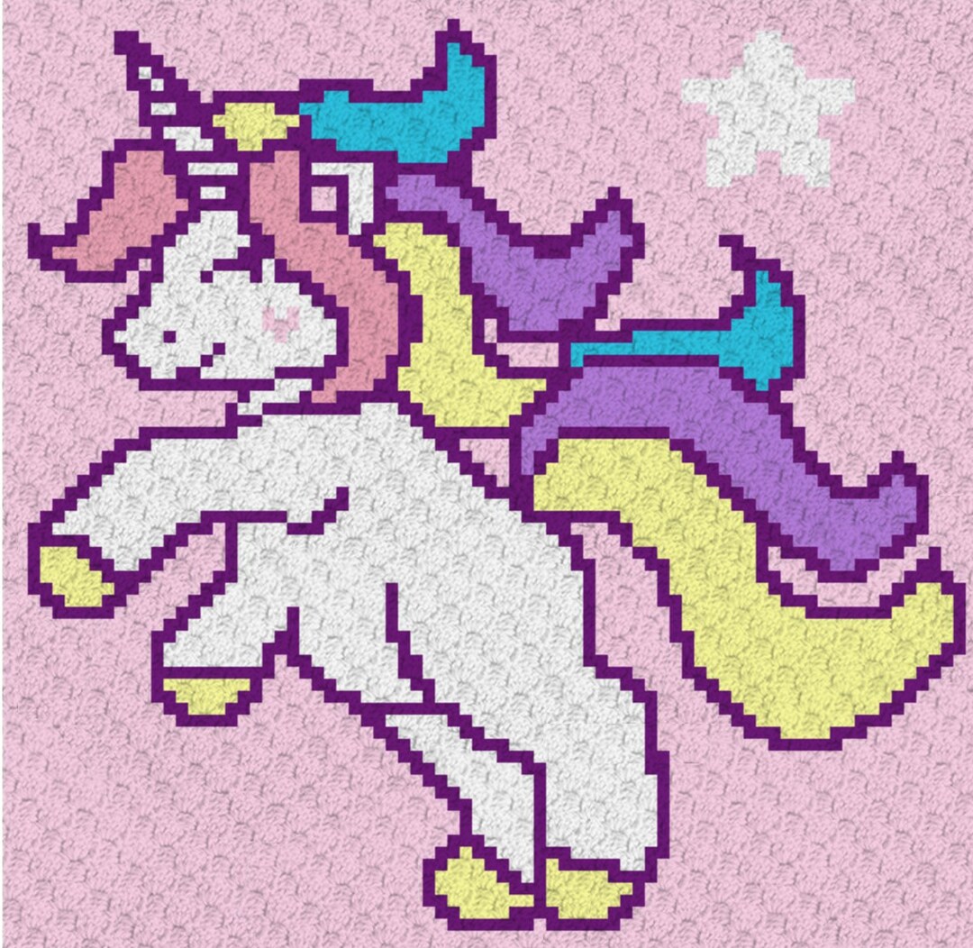Magic Star Unicorn C2C Graphgan, Graph, Cross-stitch Written, Unicorn ...