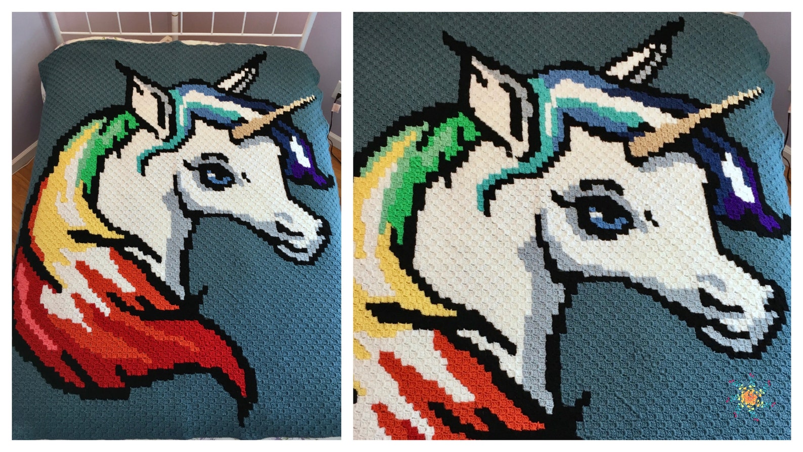 Unicorn C2C Graphgan Crochet Pattern Unicorn Graphghan - Etsy