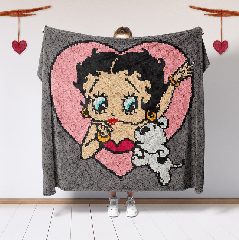 Betty Boop Heart Crochet Blanket Pattern C2C (PDF Pattern) - Etsy