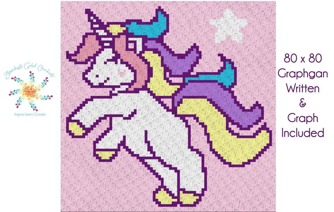 Magic Star Unicorn C2C Graphgan Graph Cross-stitch Written - Etsy Canada