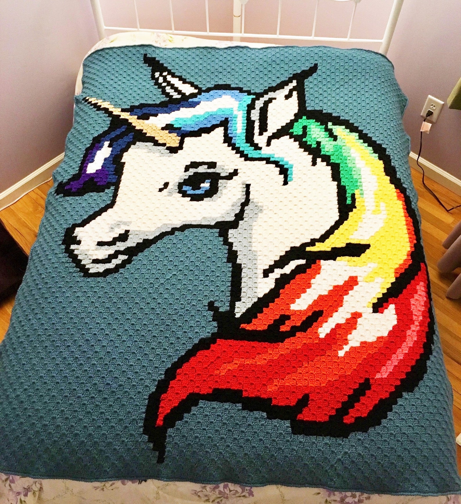 Unicorn C2C Graphgan Crochet Pattern Unicorn Graphghan - Etsy