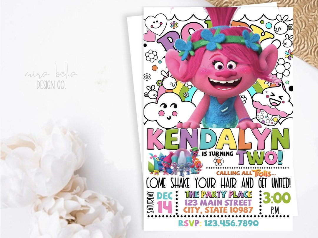 Trolls Themed Invitation - Etsy