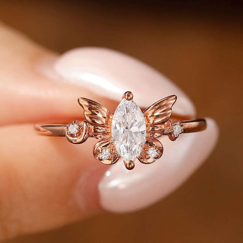 Butterfly Engagement Ring - Etsy