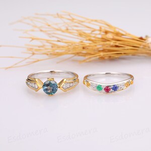 Zelda Ring Set, Video Game Triforce Design Alexandrite Bridal Ring Set ...