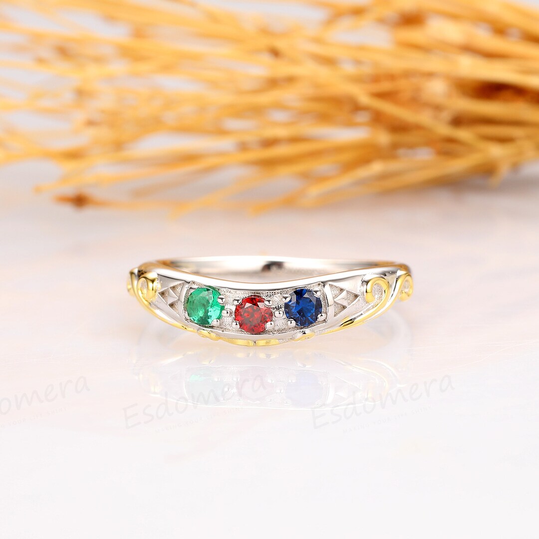 Video Game Ring, 14k Two Tone Color Triforce, Gemstone Wedding Band ...