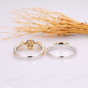 Zelda Ring Set, Video Game Triforce Design Alexandrite Bridal Ring Set ...
