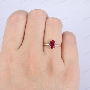 Gold Bezel Set Ruby Ring, Dainty Ruby Ring, 6x8mm Oval Cut Ruby Ring ...