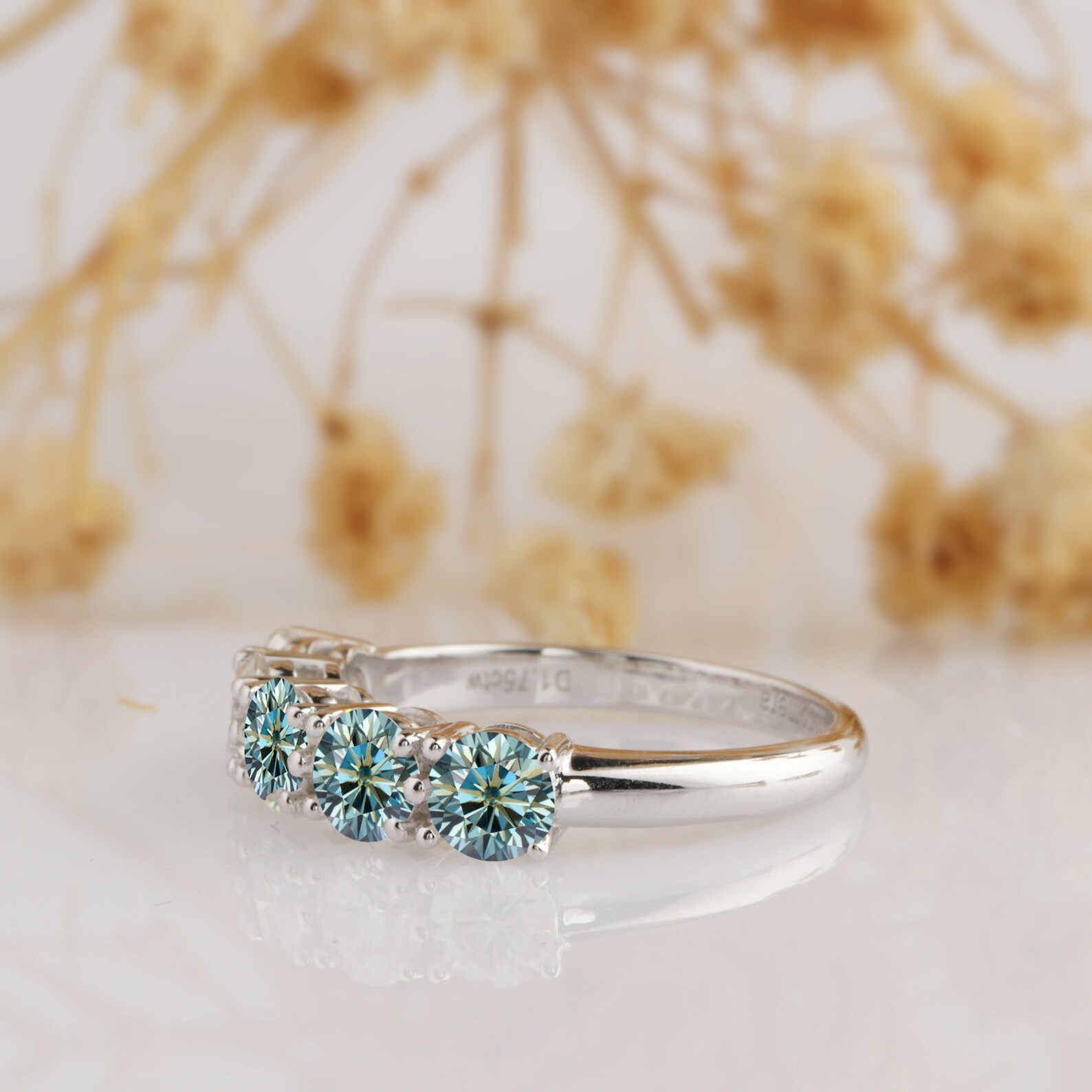 Blue Moissanite Ring 2CTW Blue Moissanite Engagement Ring - Etsy