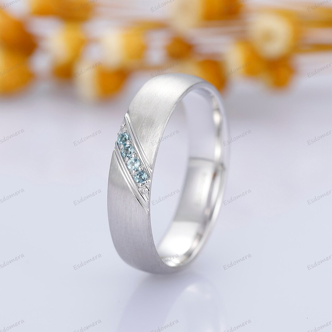 Brushed Finish Men's Band, Anniversary Ring for Husband, Natural London ...