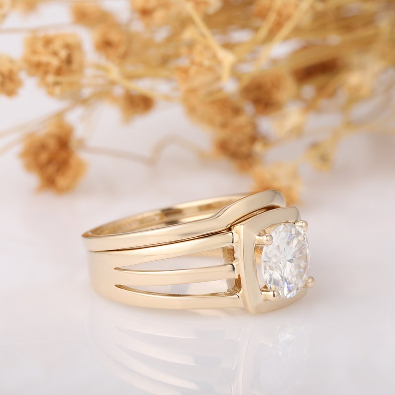 Moissanite Bridal Set Solitaire 1ct Round Cut Moissanite | Etsy